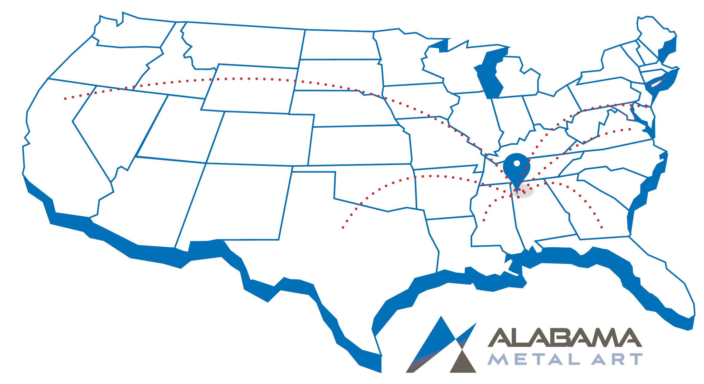 Custom Signs Nationwide | Locations Served by Alabama Metal Art